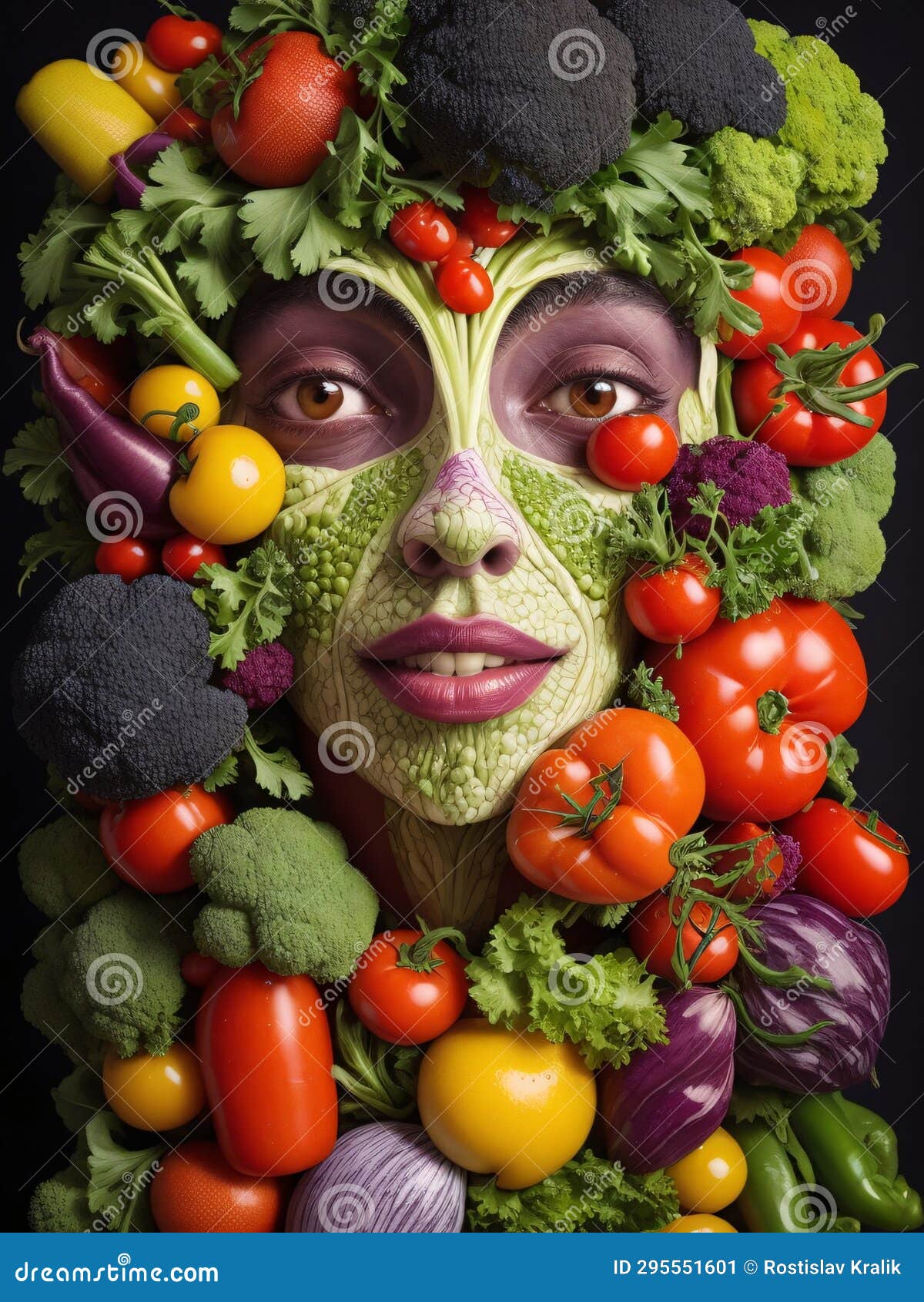 Abstract Illustration of a Human Face Composed of Different Types of ...