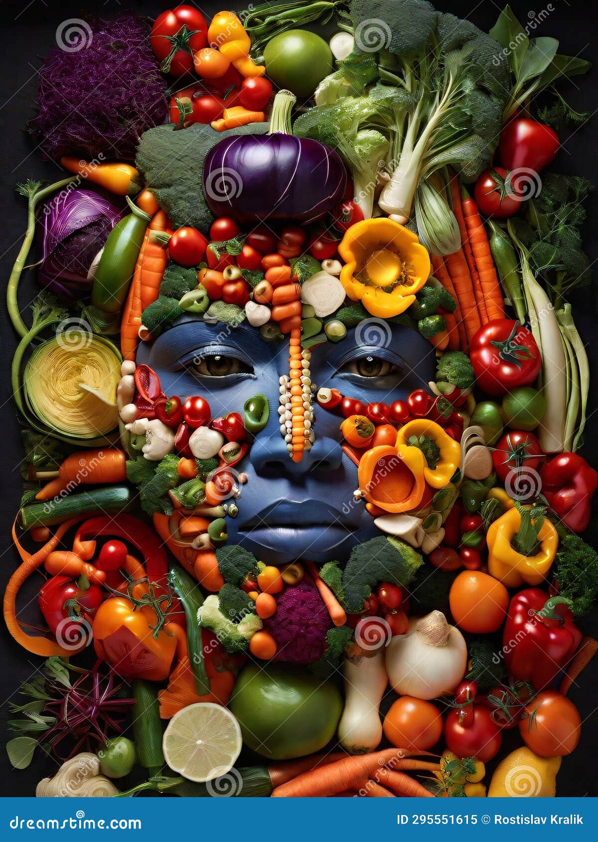 Abstract Illustration of a Human Face Composed of Different Types of ...