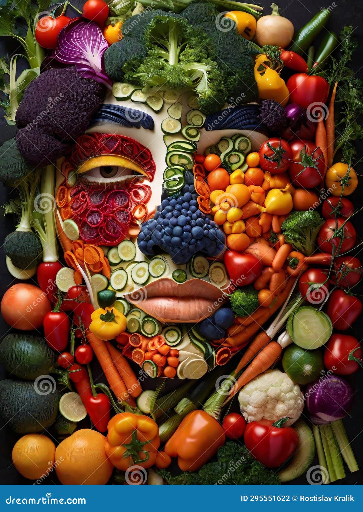 Abstract Illustration of a Human Face Composed of Different Types of ...