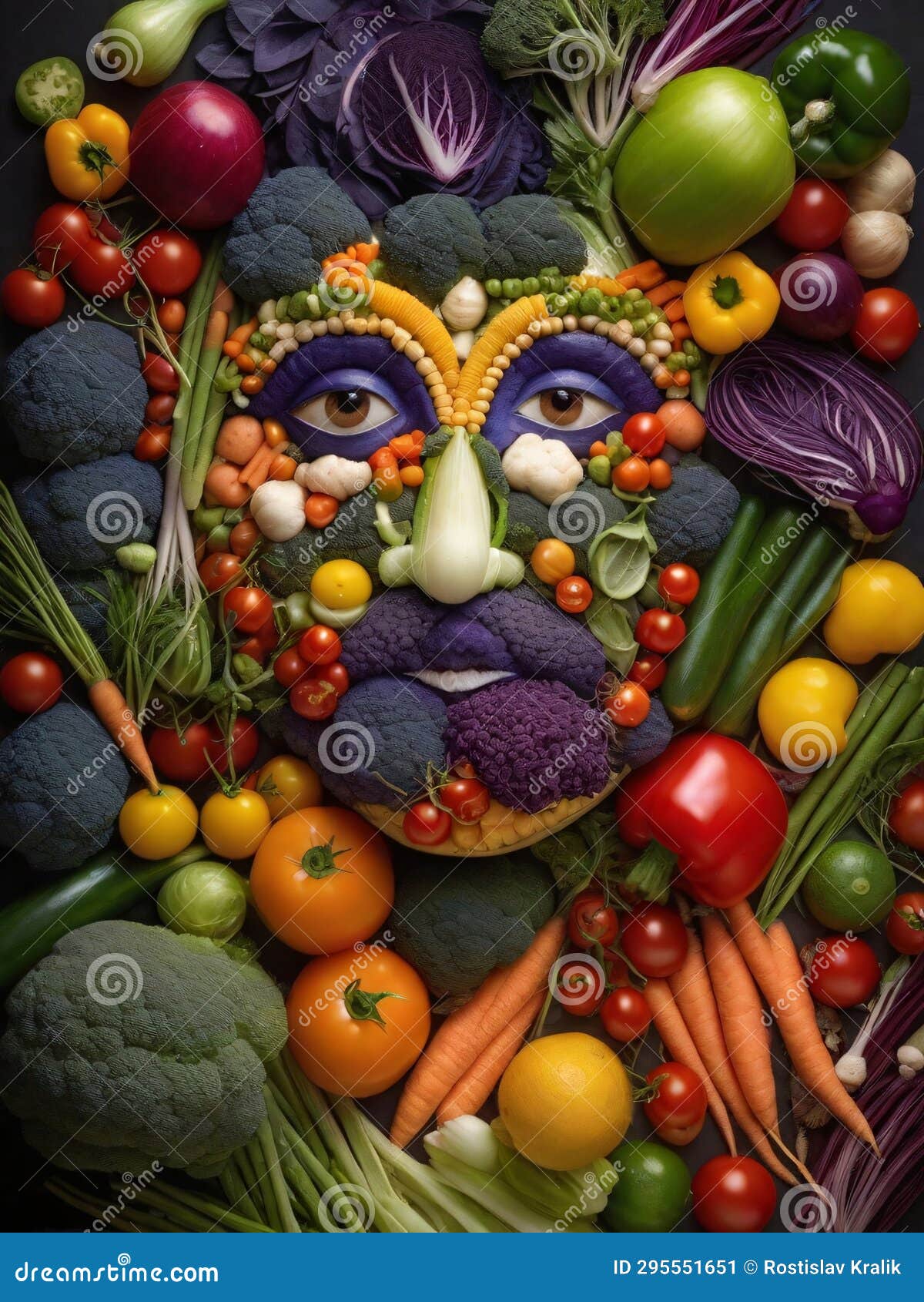 Abstract Illustration of a Human Face Composed of Different Types of ...