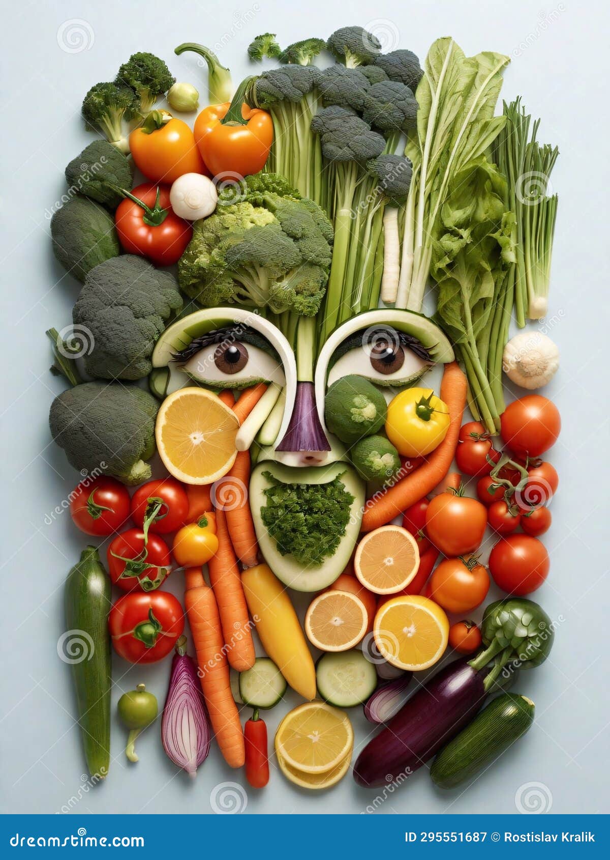 Abstract Illustration of a Human Face Composed of Different Types of ...