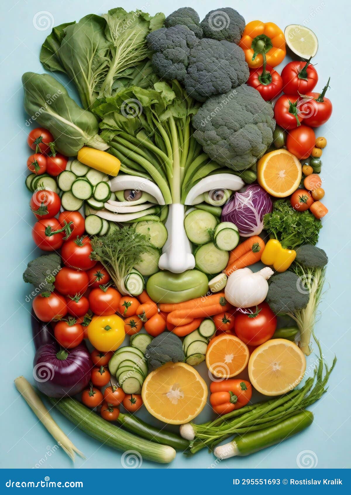 Abstract Illustration of a Human Face Composed of Different Types of ...