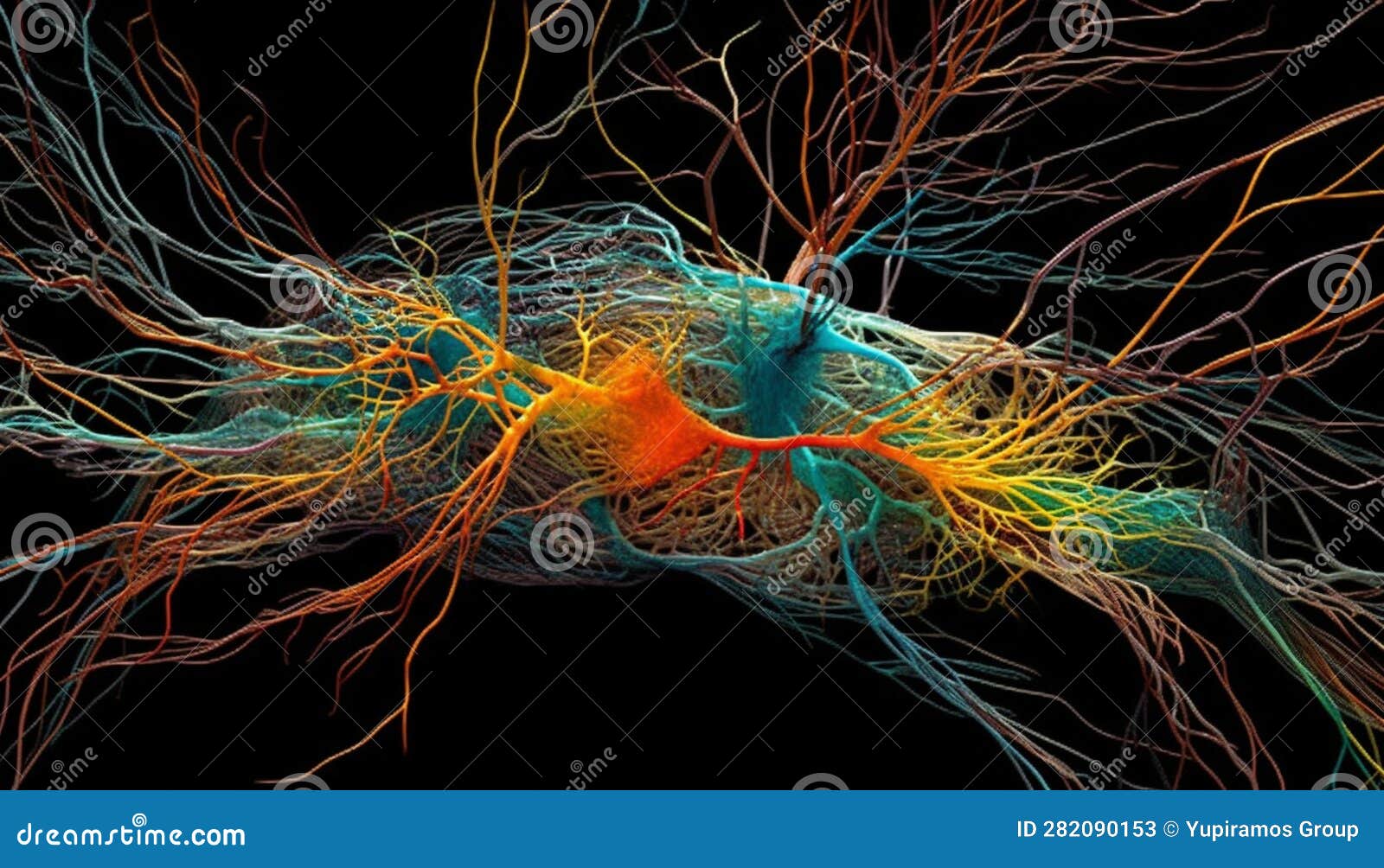 Abstract Illustration of Human Nerve Cells in Multi Colored Synapse ...