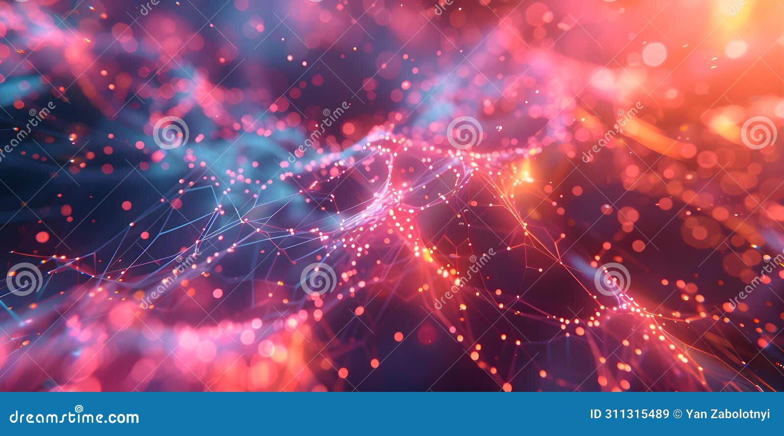 Abstract Illustration of Interconnected Electrical Neuron Cells in the ...