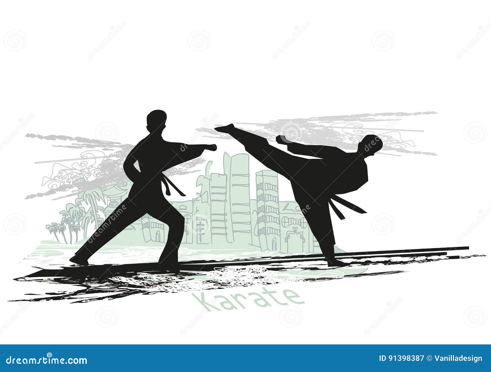 Abstract Illustration of Karate Fighters Stock Vector - Illustration of ...