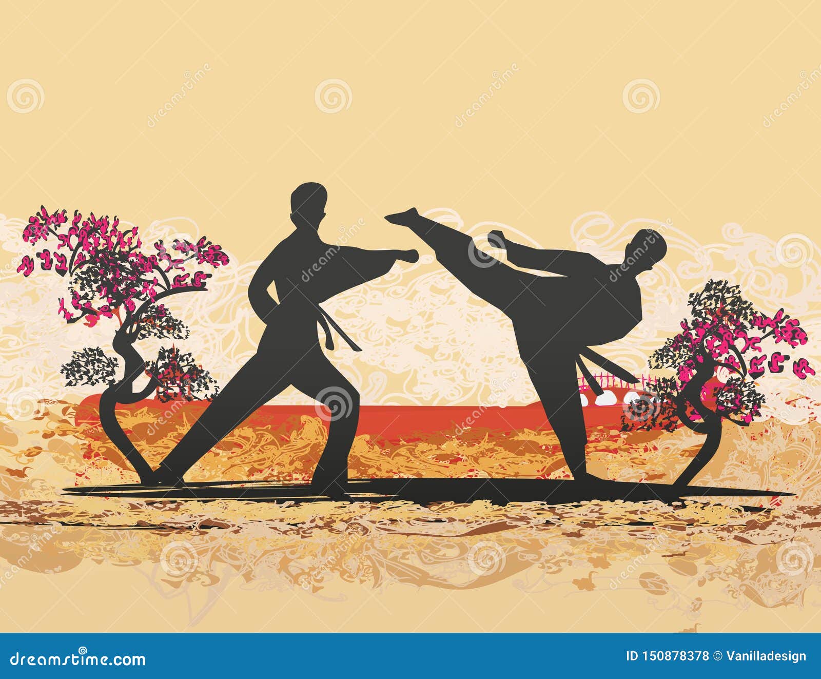 Abstract Illustration of Karate Fighters Stock Vector - Illustration of ...