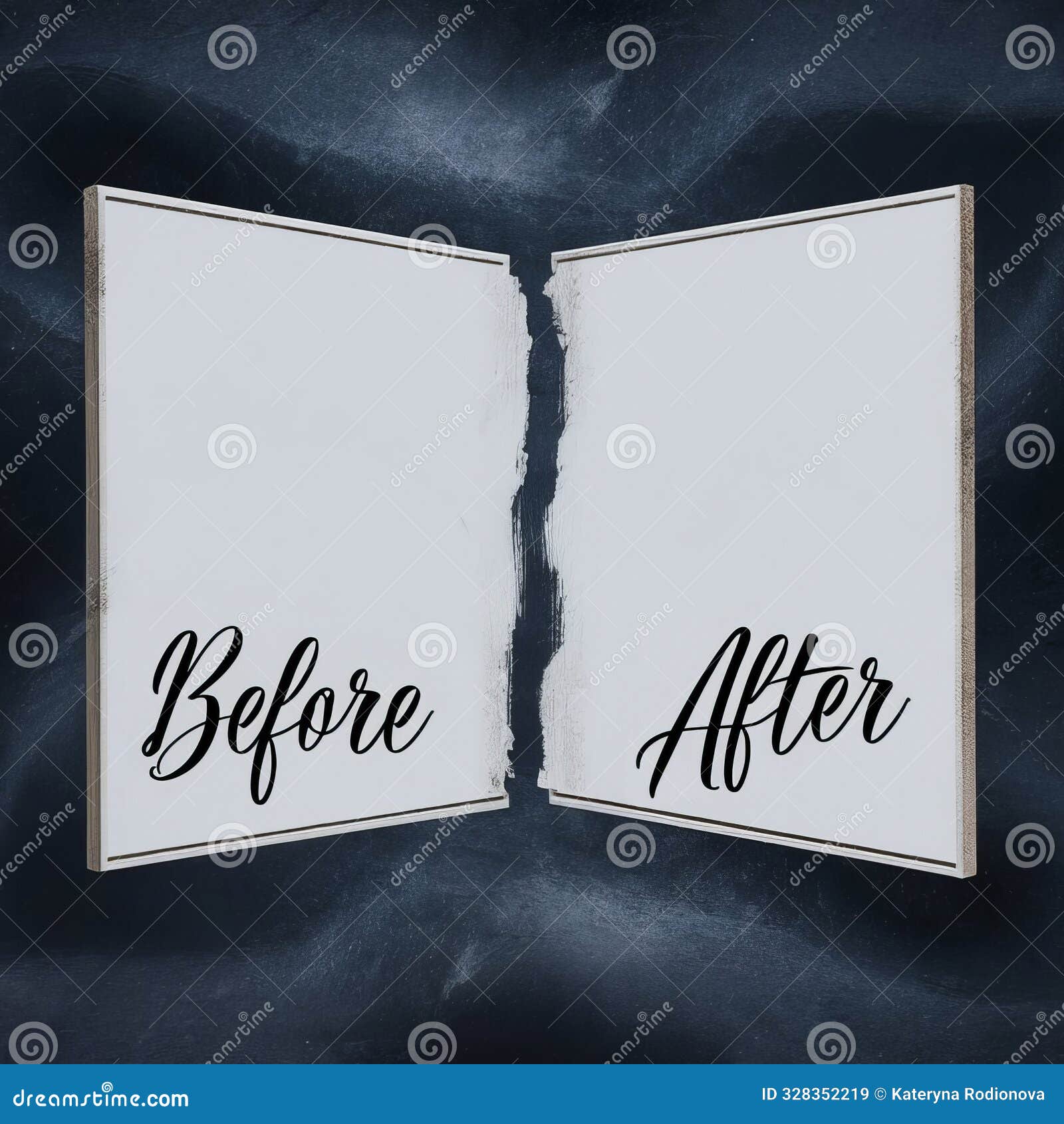 Two White Frames on Dark Background with Captions “before” and “after ...