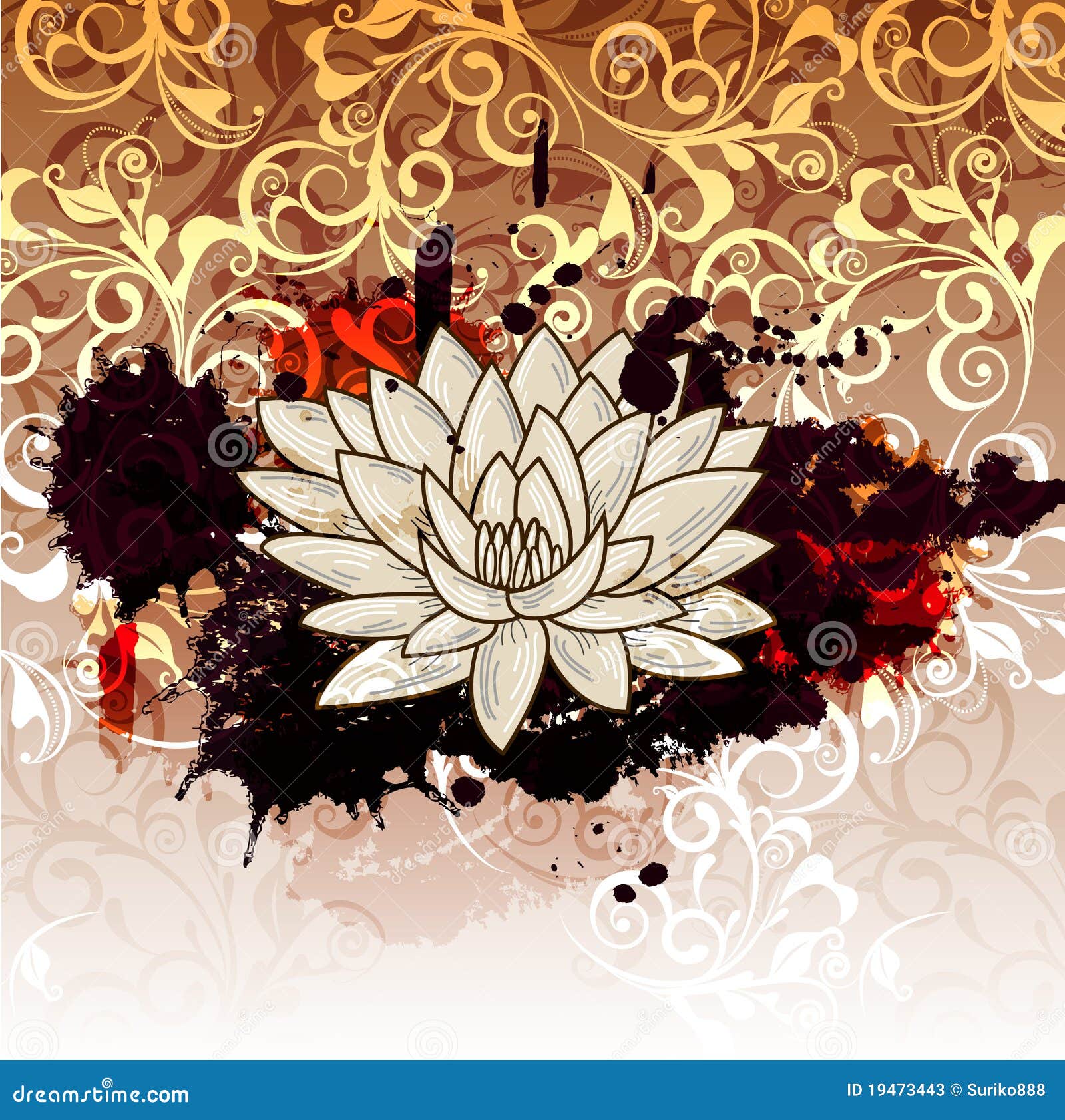 Abstract Illustration with Lotus Stock Vector - Illustration of empire ...