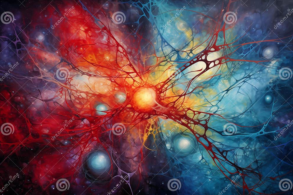 Abstract Illustration of Multi-colored Neural Connections of the Brain ...