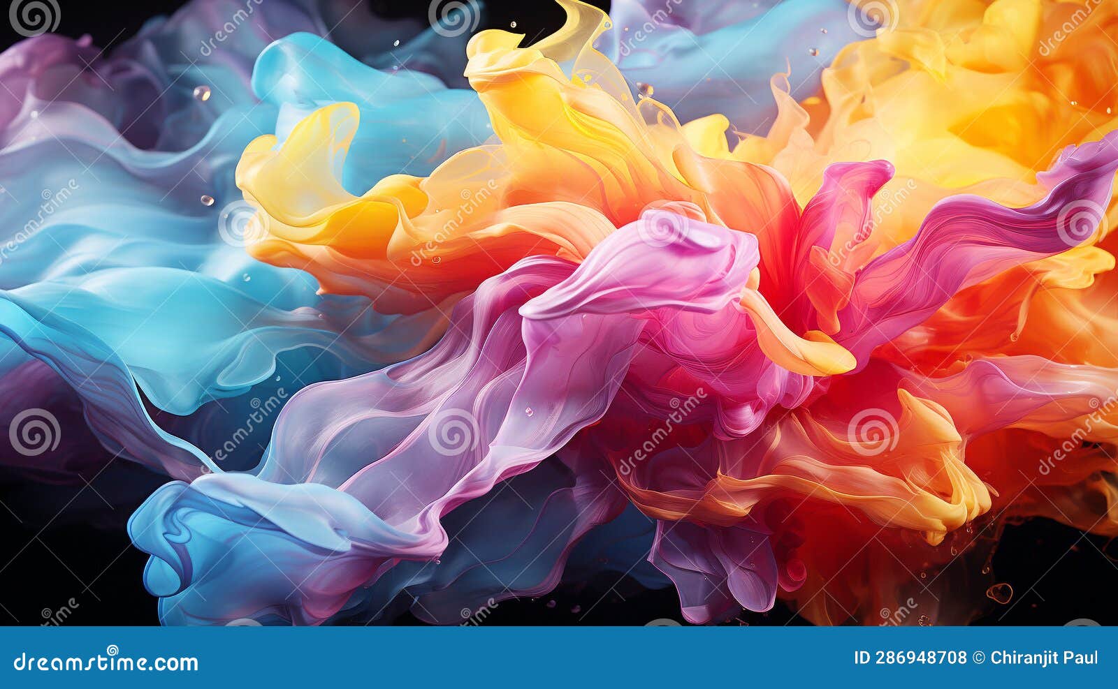 Abstract Illustration of Multi Colored Paint in Water Stock ...