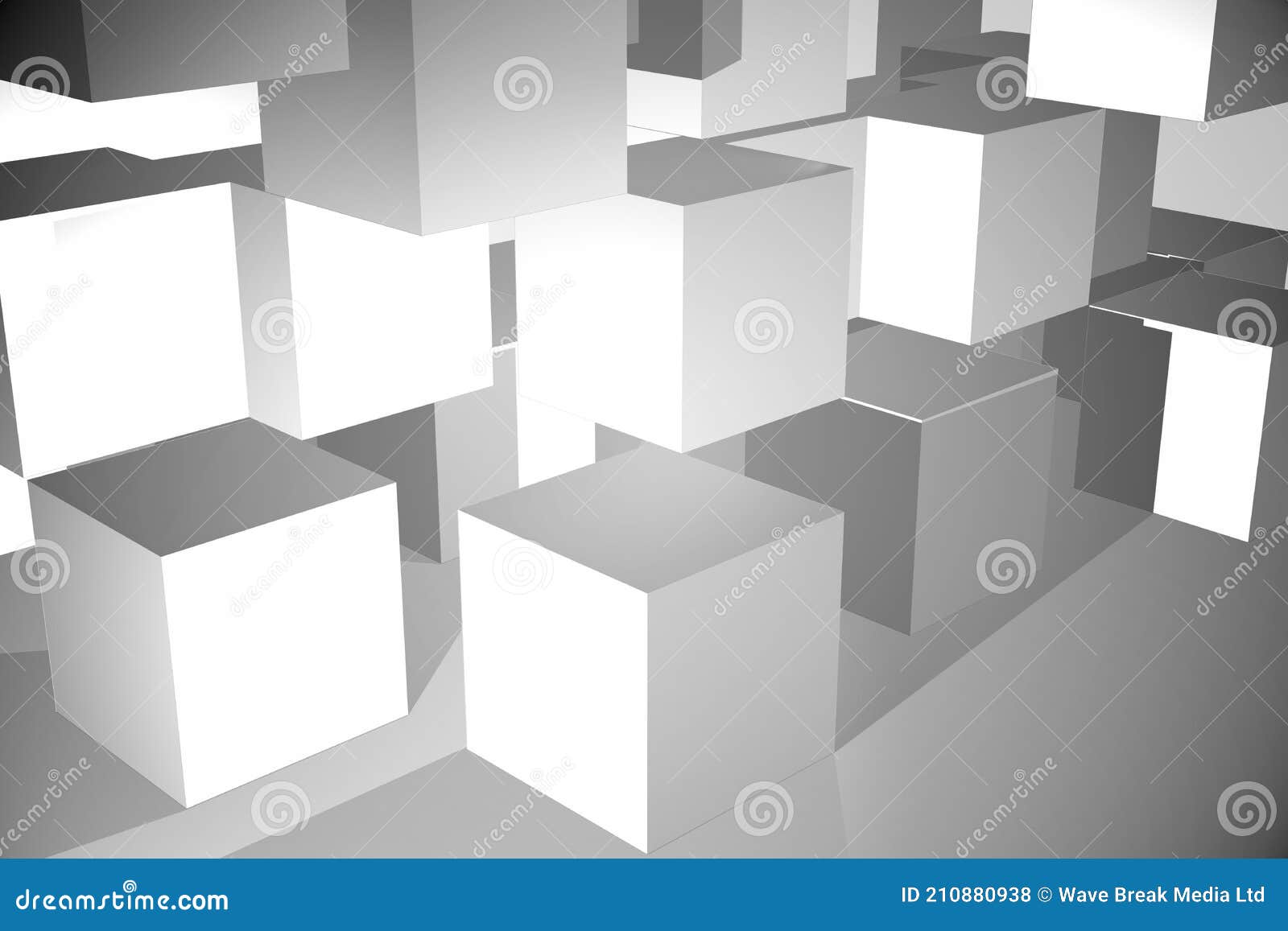 Abstract Illustration of Multiple 3d Grey Cubes Against White ...