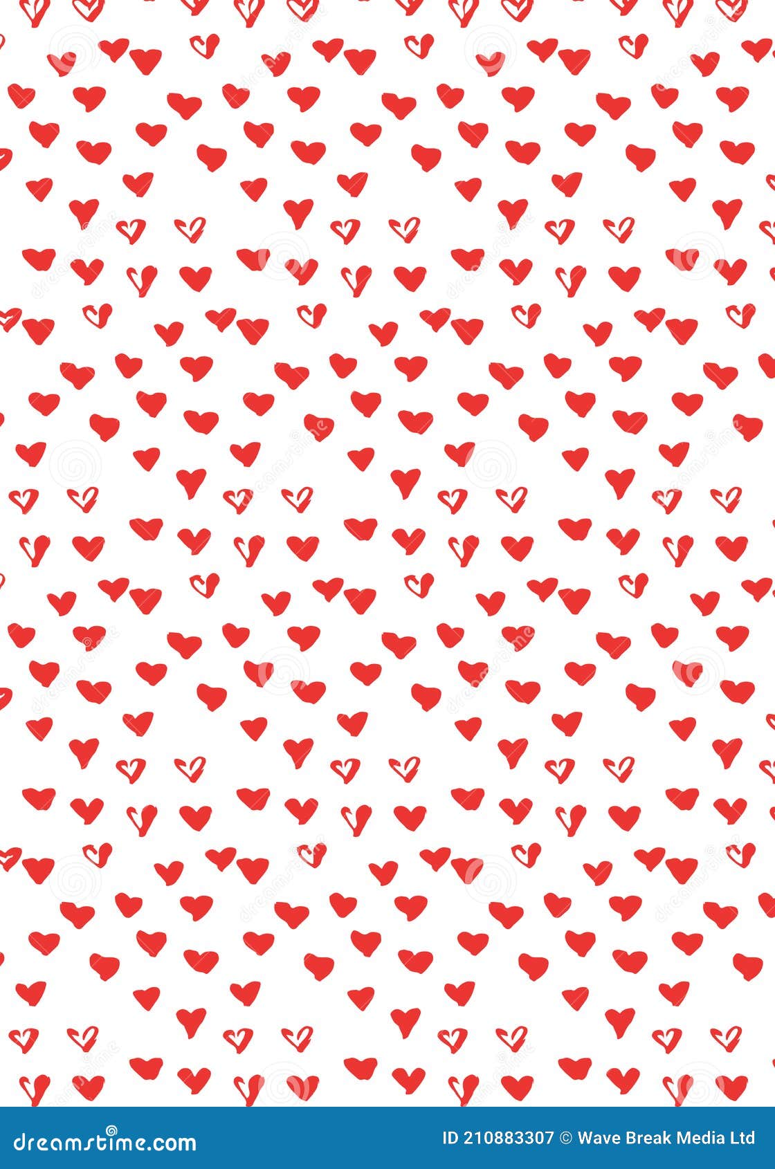 Abstract Illustration of Multiple Tiny Red Hearts in Seamless Pattern ...