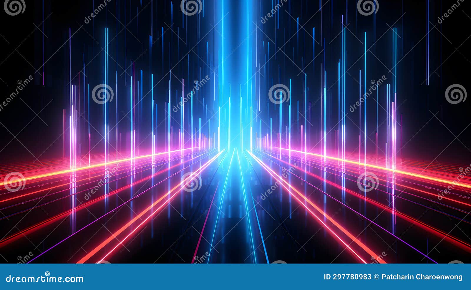 Abstract Illustration of Neon Light Lines Moving at High Speeds in a ...