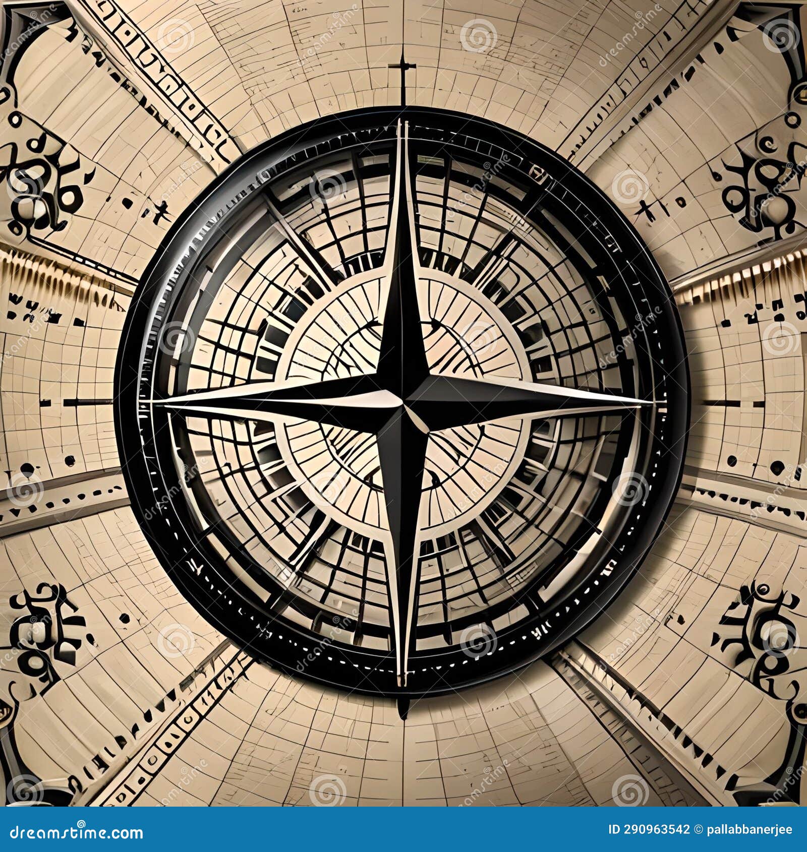 Abstract Illustration of an Old Compass Stock Illustration ...