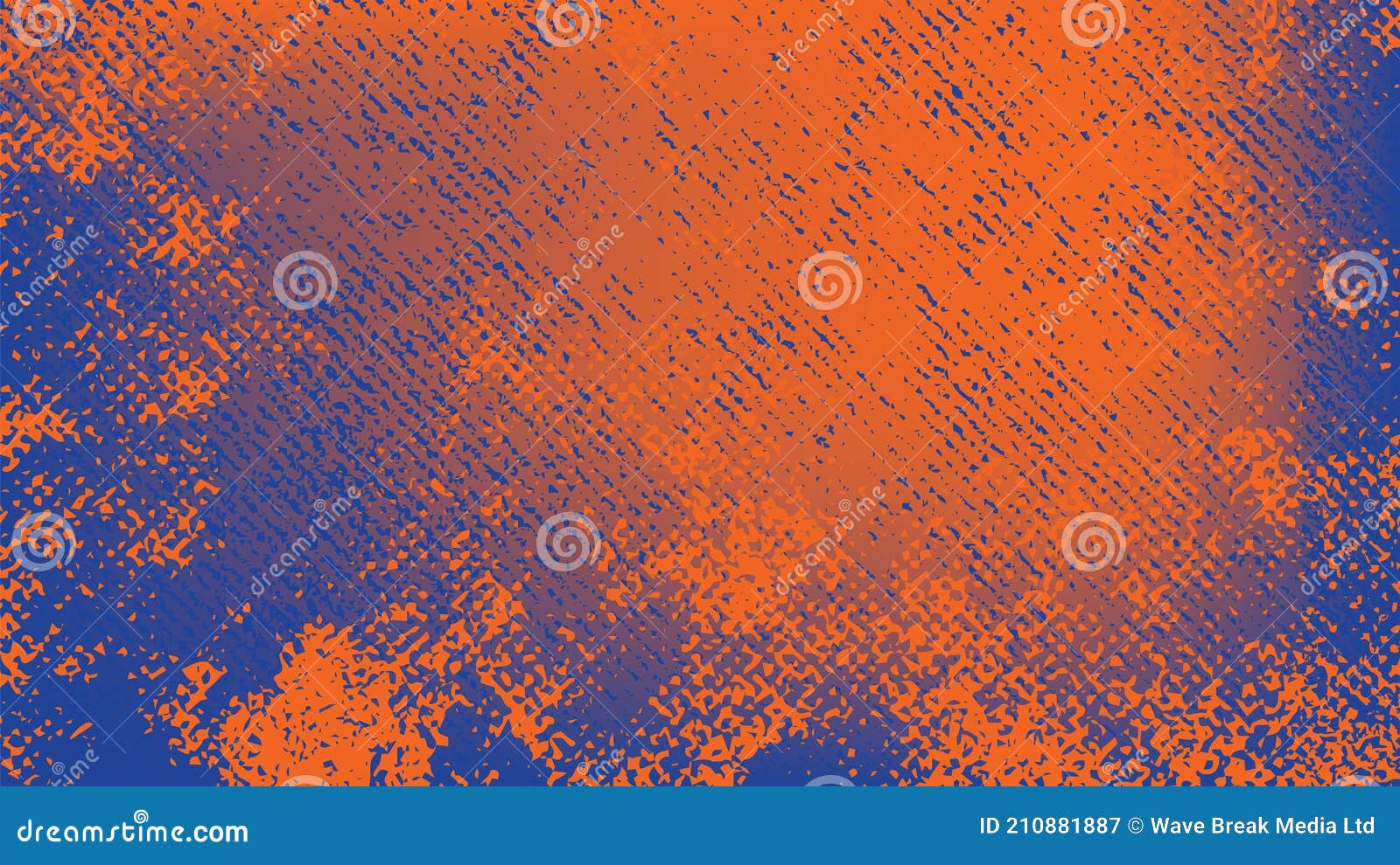 Abstract Illustration of Orange Grunge Texture Overlay on Blue ...