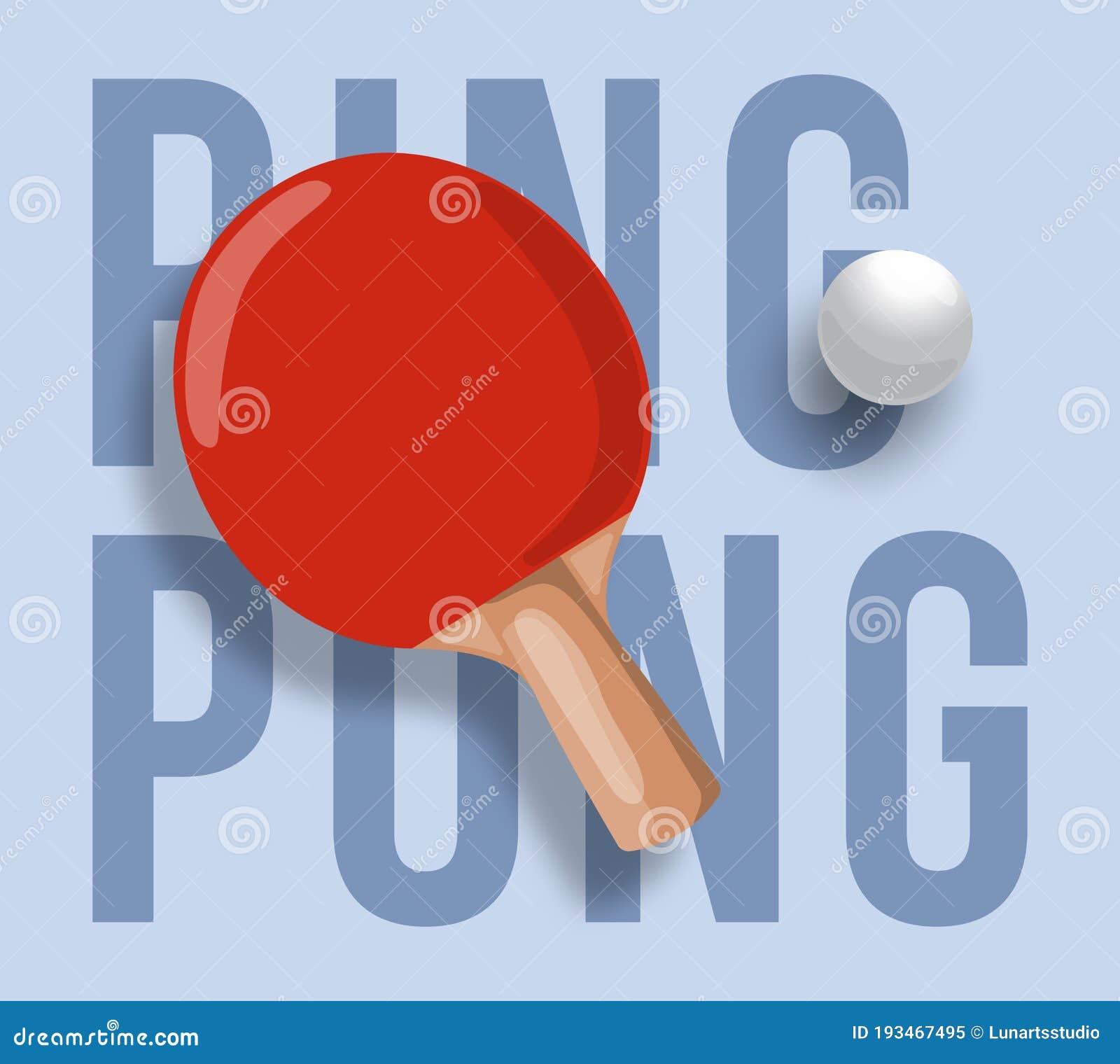 Abstract Illustration of Ping Pong Racket Isolated on Light Background ...