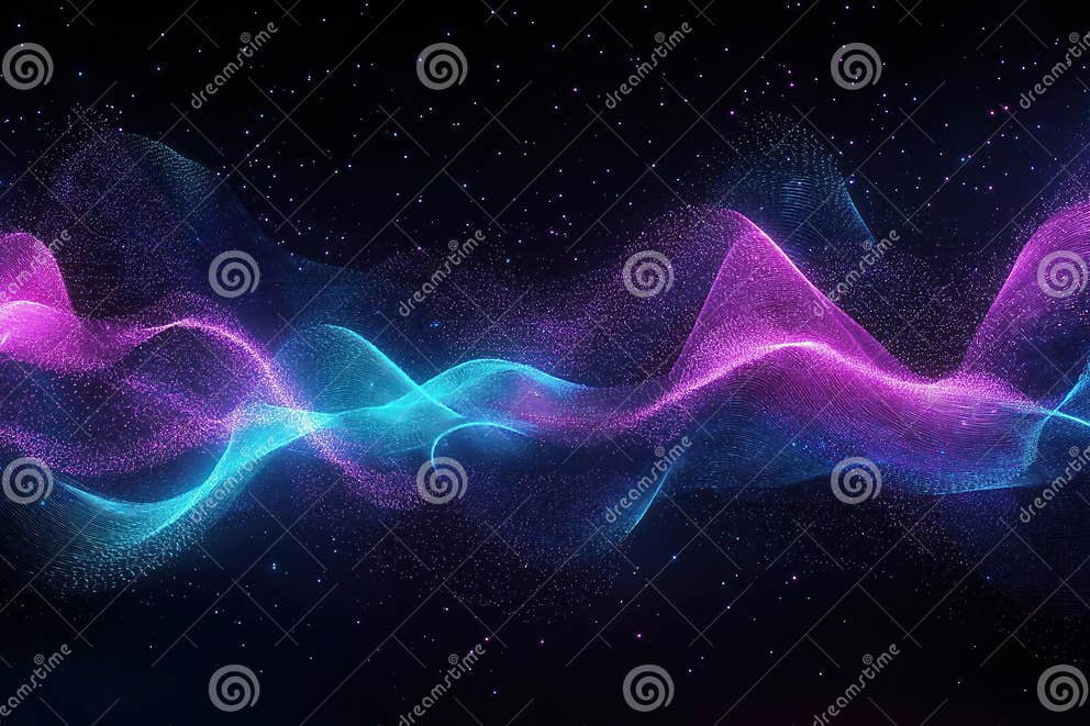Abstract Illustration of Pink Blue Frequency Signal Waves As Particles ...