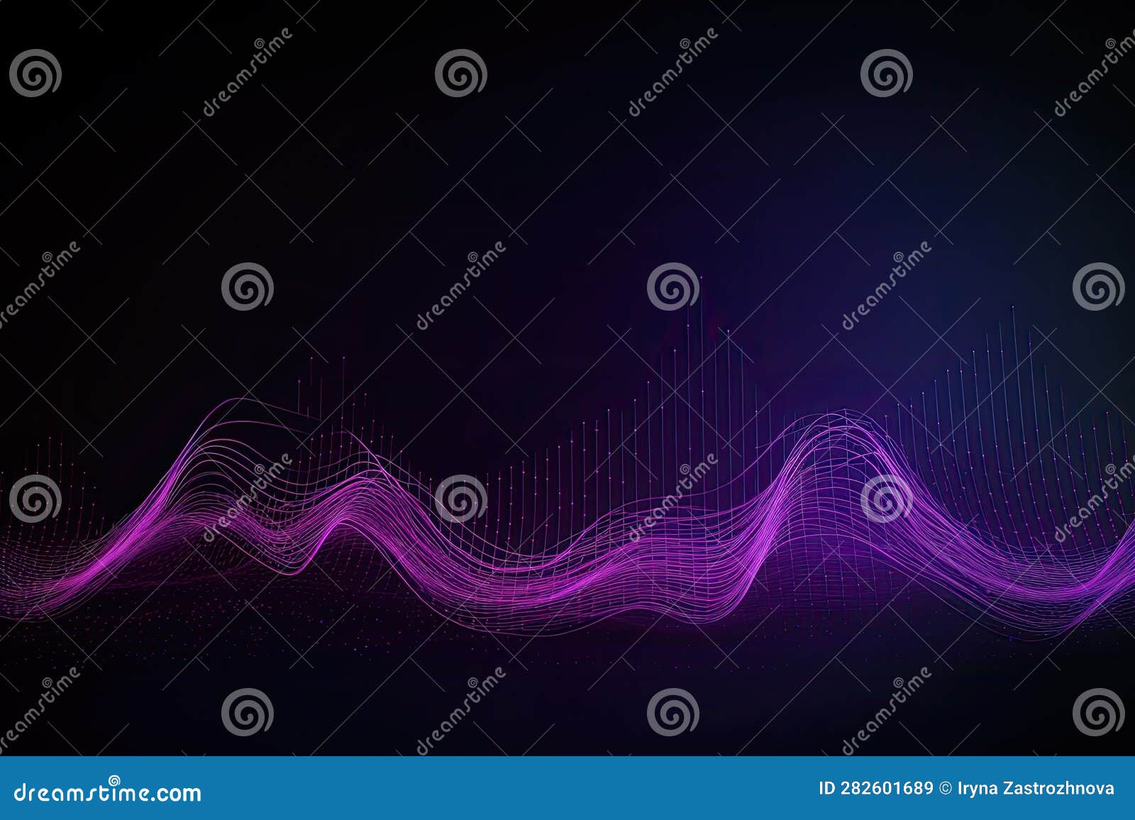 Abstract Illustration of a Pink Wave on a Dark Background Stock ...