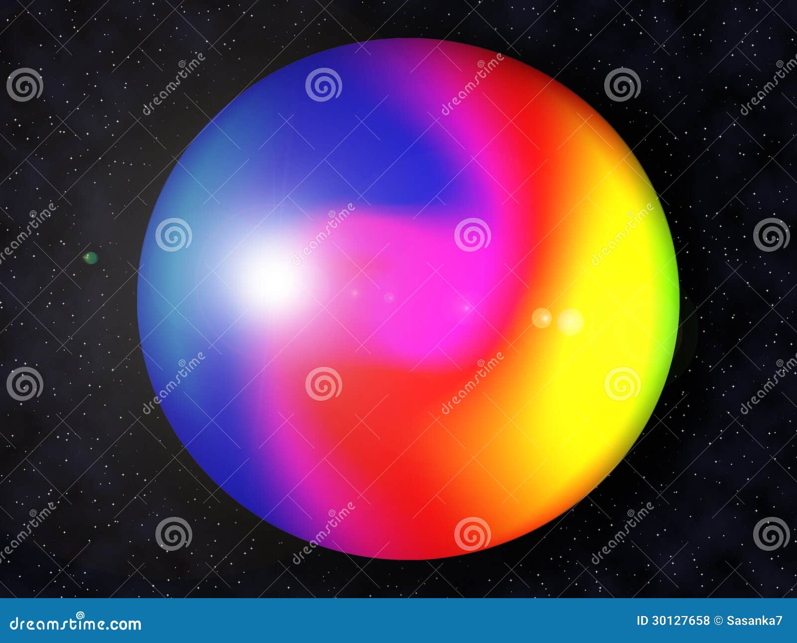 Rainbow planet stock illustration. Illustration of light - 30127658