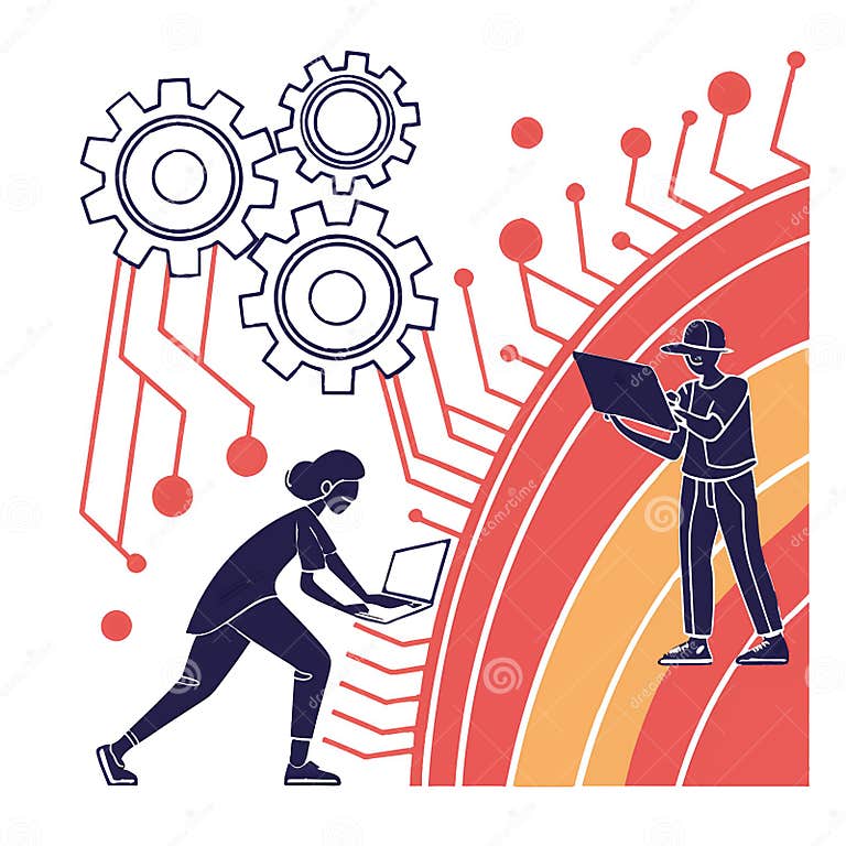 Collaborative Digital Innovation in a Technological World Stock Vector ...