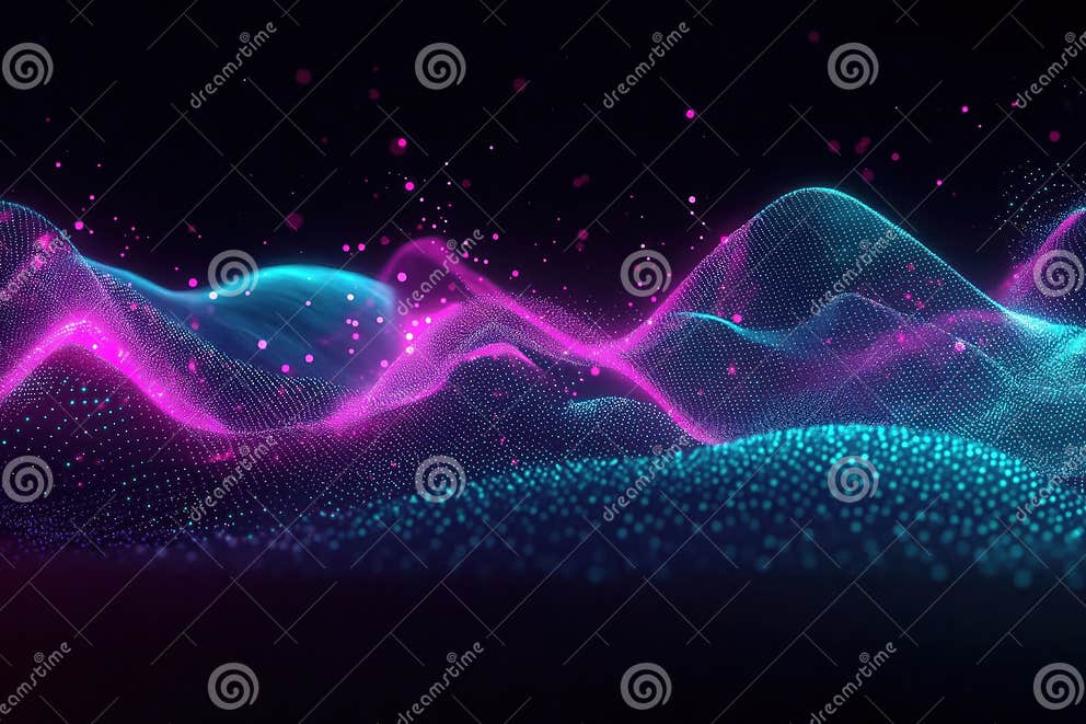 Abstract Illustration Shows Pink, Blue Frequency Signal Waves As ...