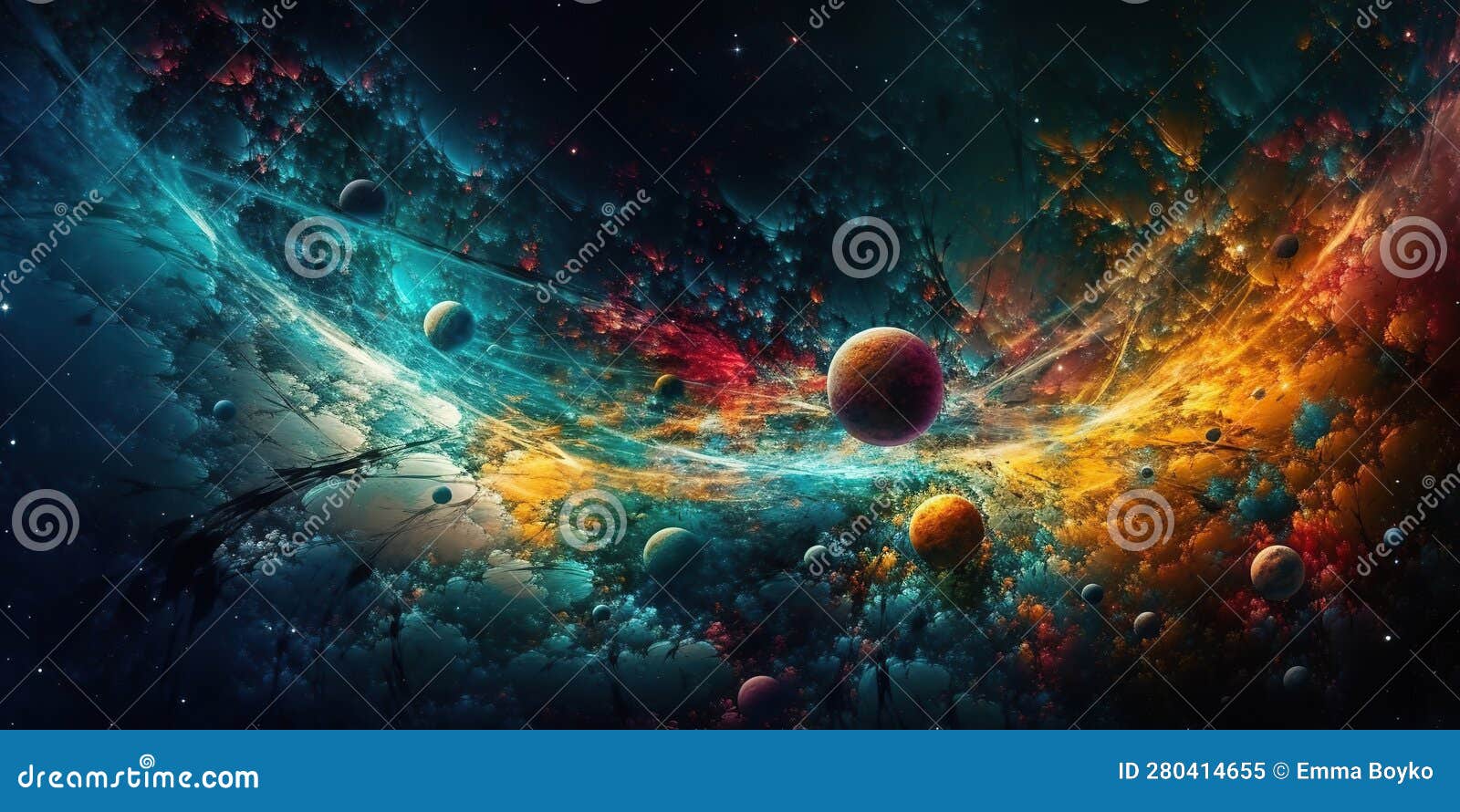 Abstract Illustration of Space on the Theme of the Origin of Life in ...