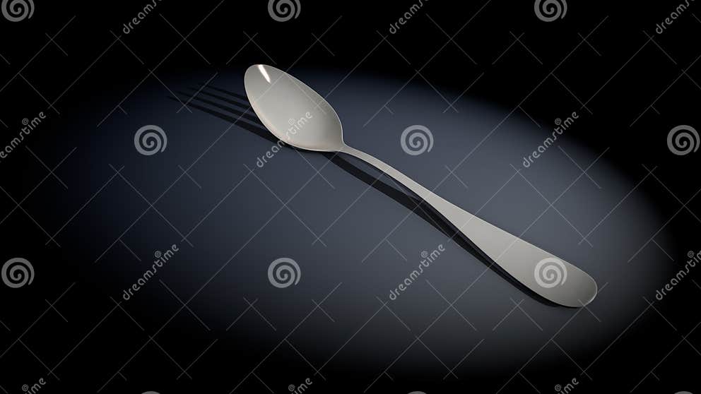 Abstract Illustration of a Spoon Illuminated by a Single Spotlight ...