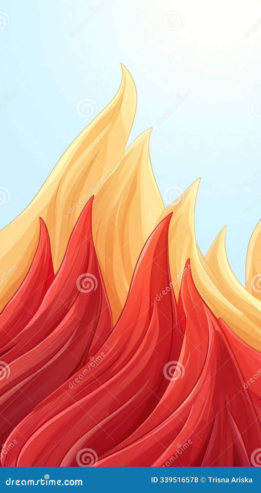 Abstract Illustration of Stylized Flames in Red and Yellow Against a ...