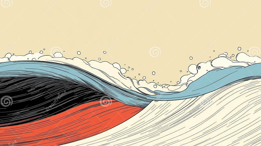 Abstract Illustration of Stylized Ocean Waves in Various Colors Stock ...