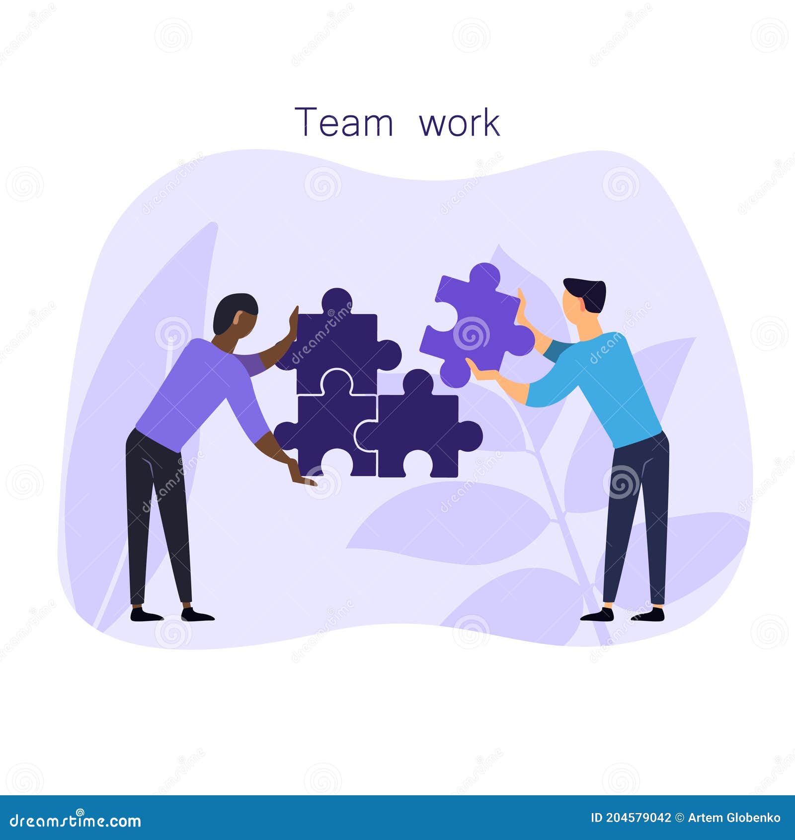 Abstract Illustration, Teamwork. Two People Working in a Team Stock ...
