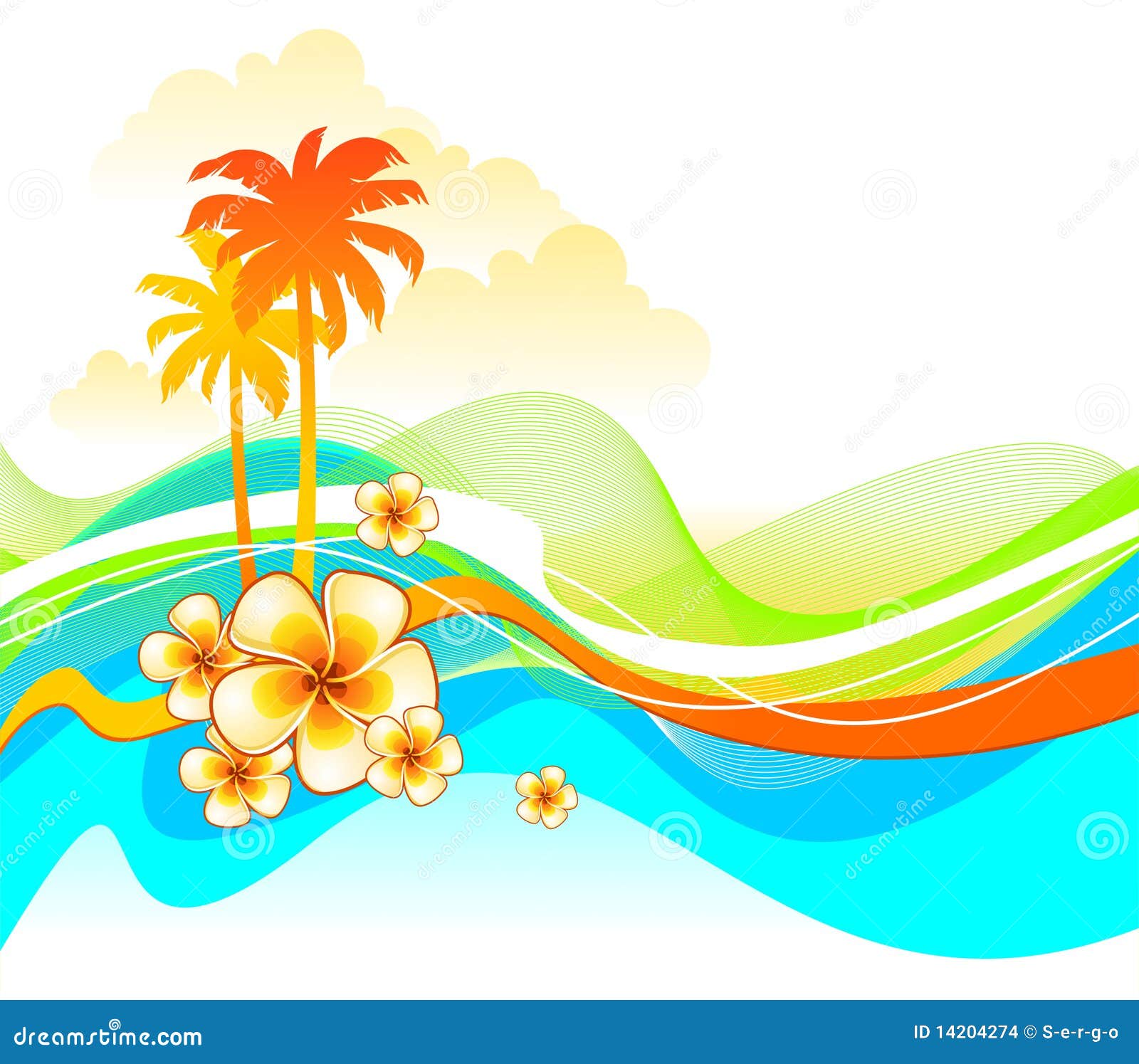 Abstract Illustration with Tropical Flowers Stock Illustration ...