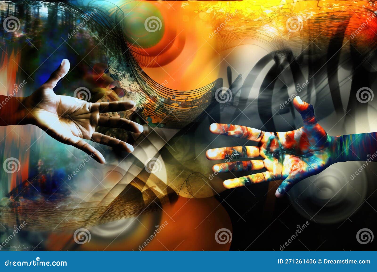 Abstract Illustration with Two Hands Stock Illustration - Illustration ...