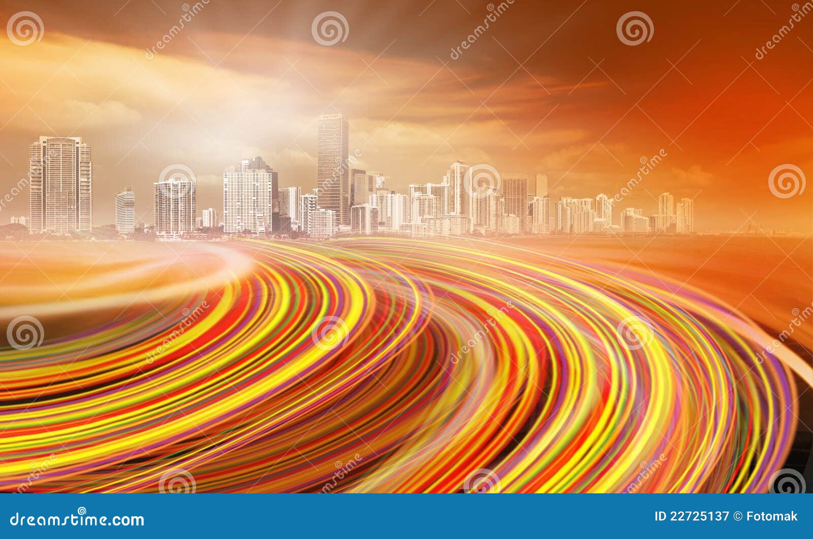 Abstract Illustration of an Urban Highway Going To Stock Illustration ...