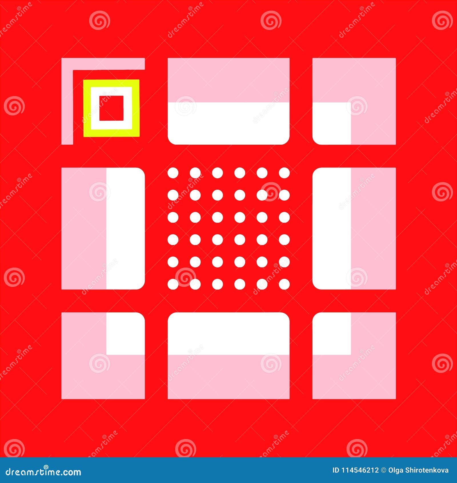 Red Pattern of Squares and Circles. Stock Vector - Illustration of ...