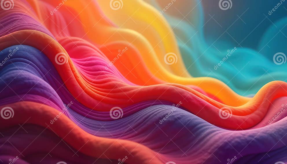 Abstract Illustration with Vibrant Colors. Fluid Wavy Patterns Create ...