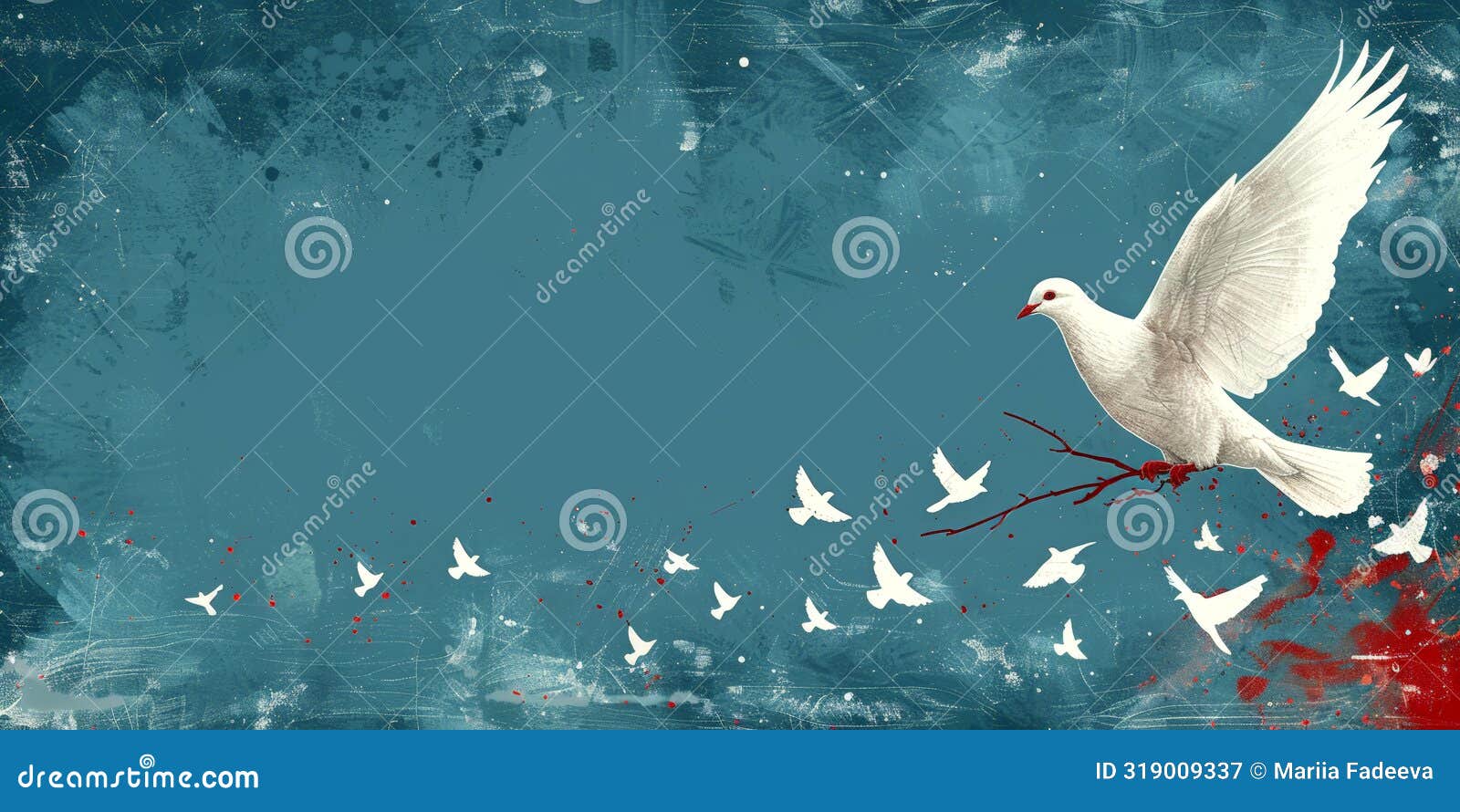 Abstract Illustration of White Doves Flying on a Blue Background with ...