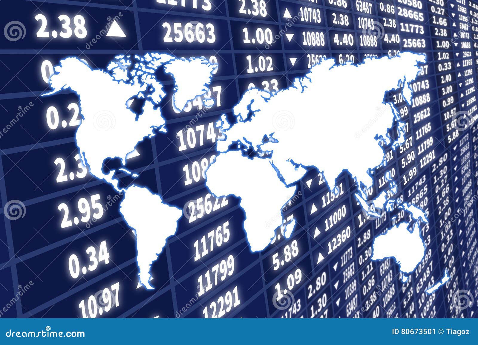 Abstract Illustration of World Map Over Stock Market Dynamic Screen ...