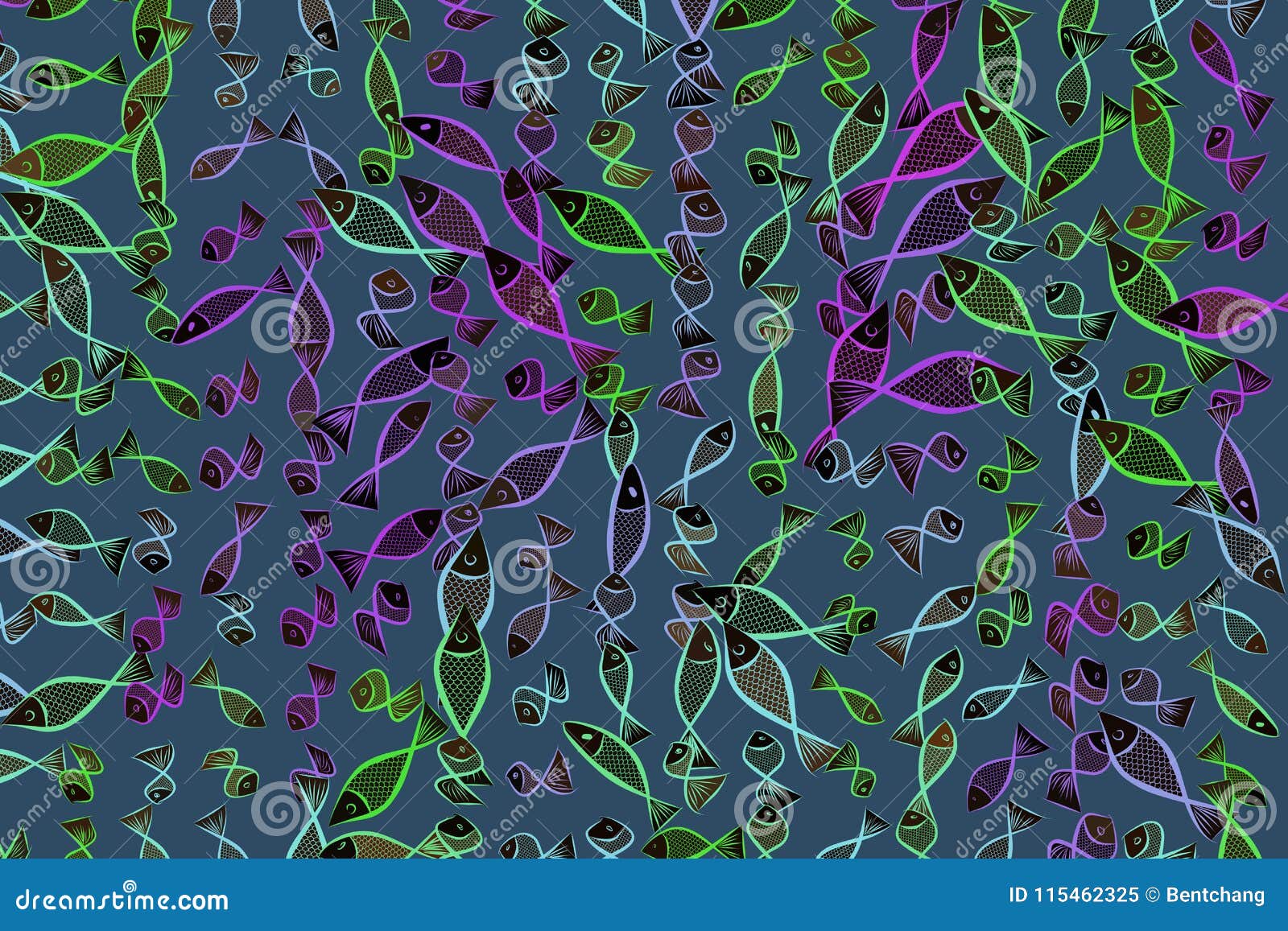 Abstract Illustrations of Fish, Conceptual Pattern. Background, Surface ...