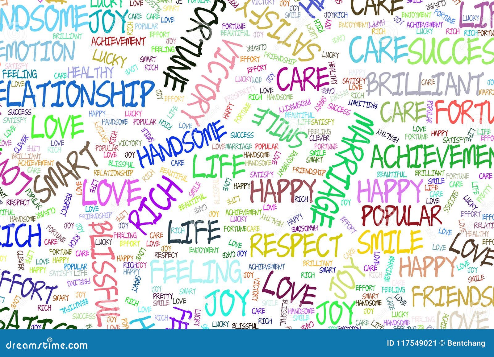 Abstract Illustrations of Positive Emotion Word Cloud, Conceptual ...
