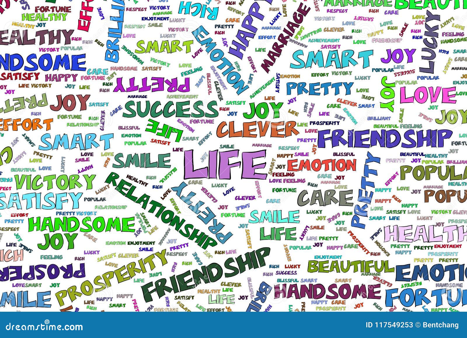 Abstract Illustrations of Positive Emotion Word Cloud, Conceptual ...