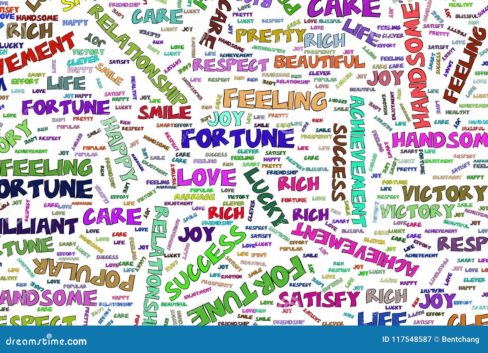 Abstract Illustrations of Positive Emotion Word Cloud, Conceptual ...