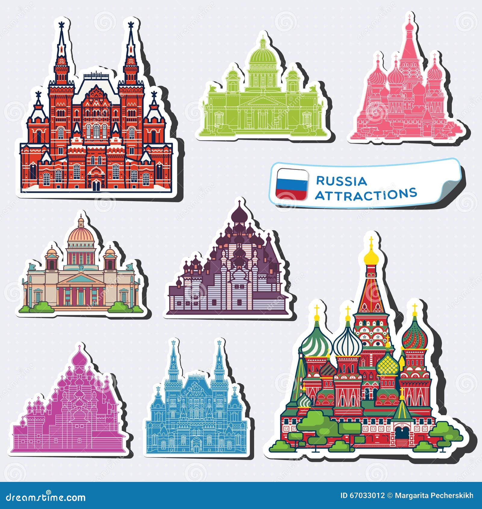 Abstract Illustrations of Russia Attractions Stock Vector ...