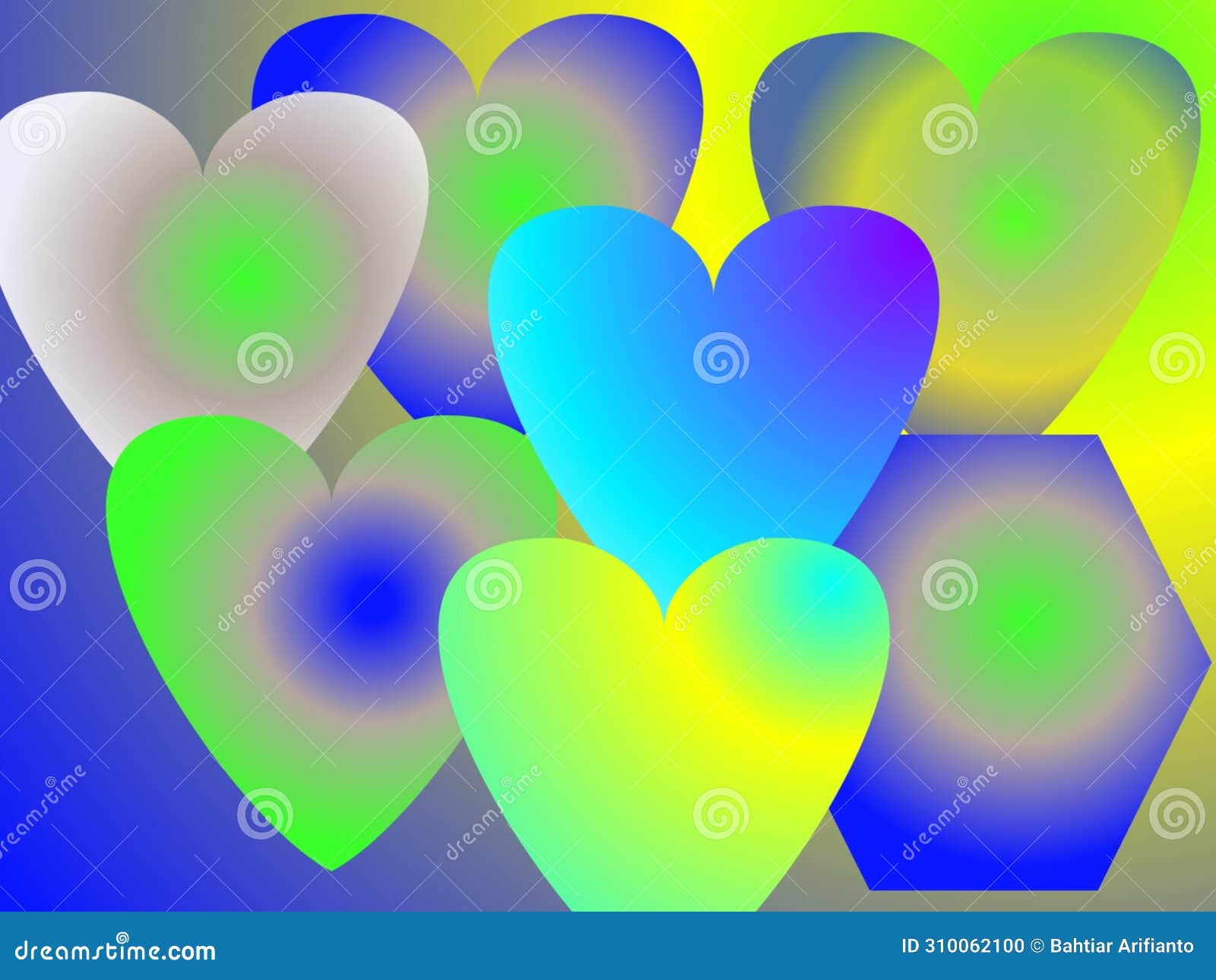 Abstract, Illustrations of Various Colorful Heart Shapes and ...