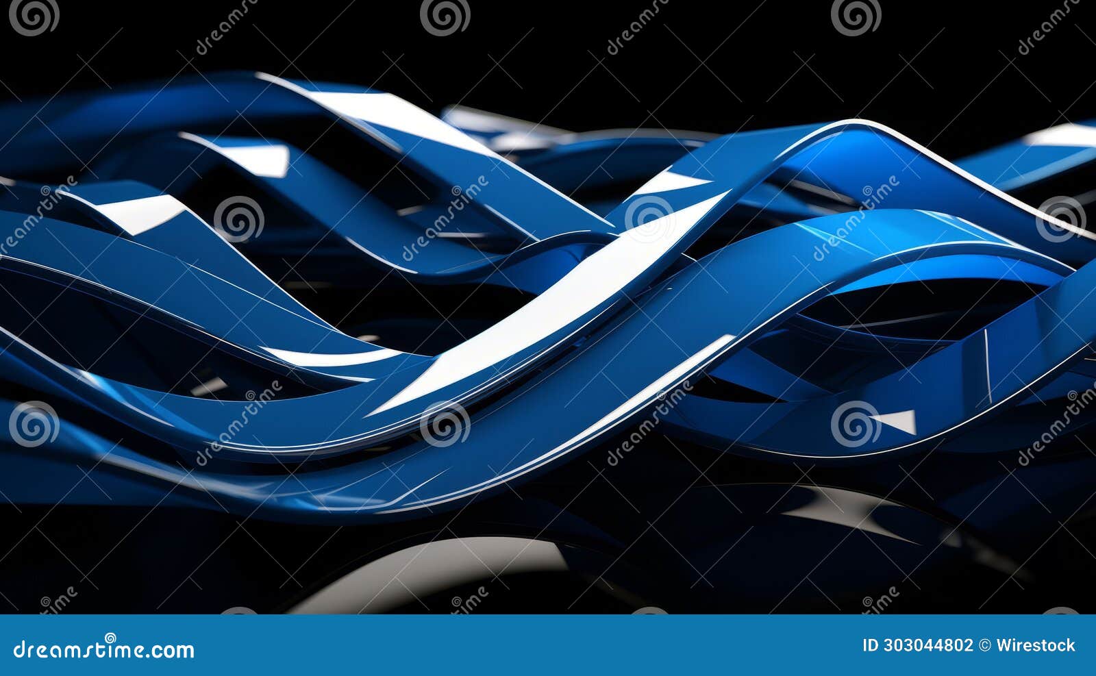 An Abstract Image of 3d Twisted Ribbon on a Black Surface Stock ...