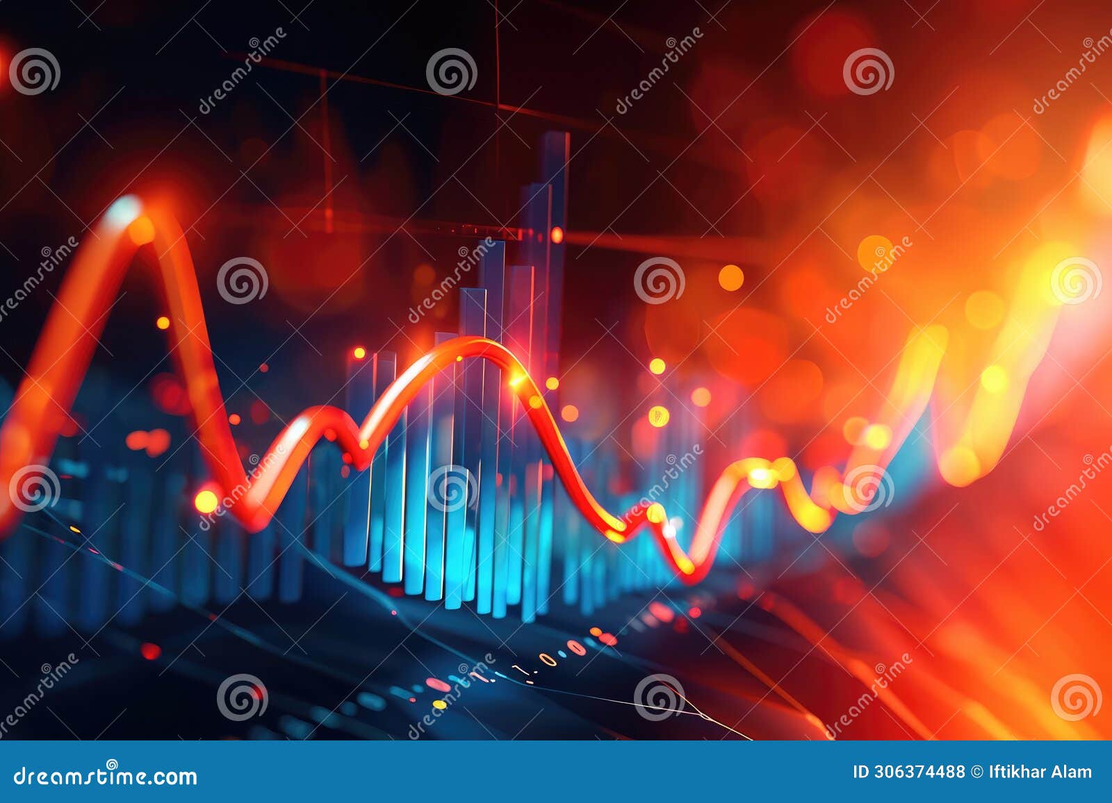 Abstract Image of a Bar Chart, an Upward Sloping, Sharp Curve ...