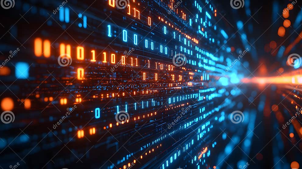 Abstract Binary Code Data Flow Technology Background Stock Illustration - Illustration of ...