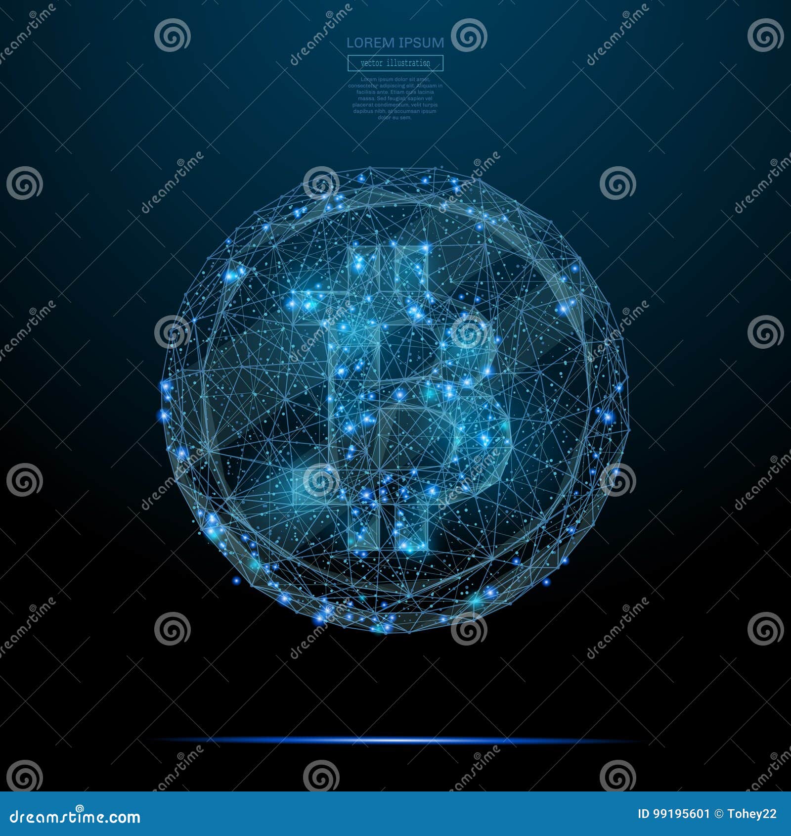 Bitcoin low poly blue stock vector. Illustration of connect - 99195601