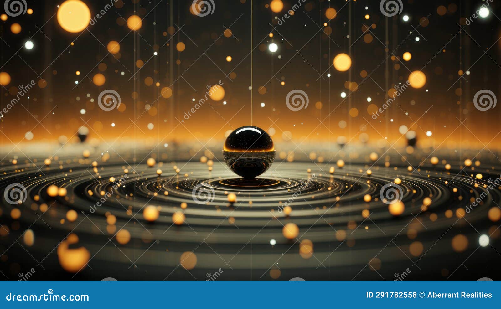 An Abstract Image of a Black Sphere Floating in a Pool of Water Stock ...