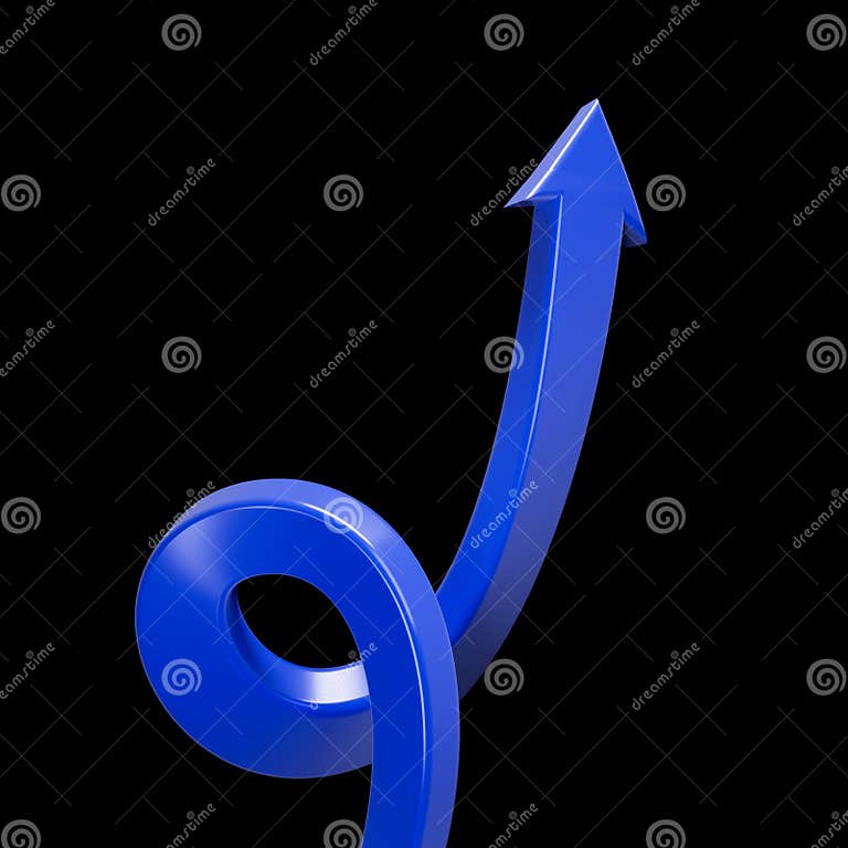 Abstract Image of a Blue 3D Arrow Twisted into a Loop and Pointing ...