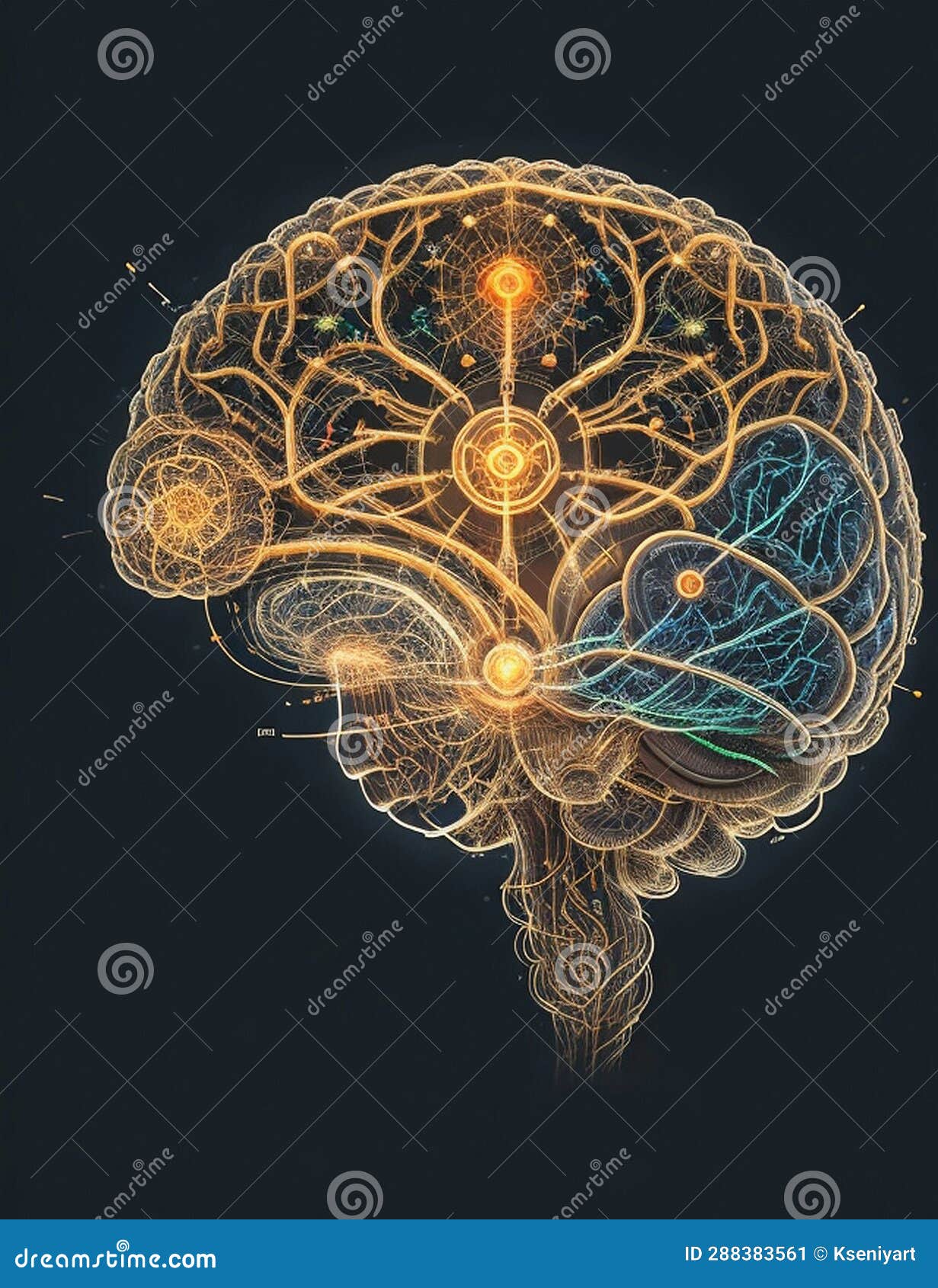 Abstract Image Of A Brain. Light Illuminated Schematic Neural ...